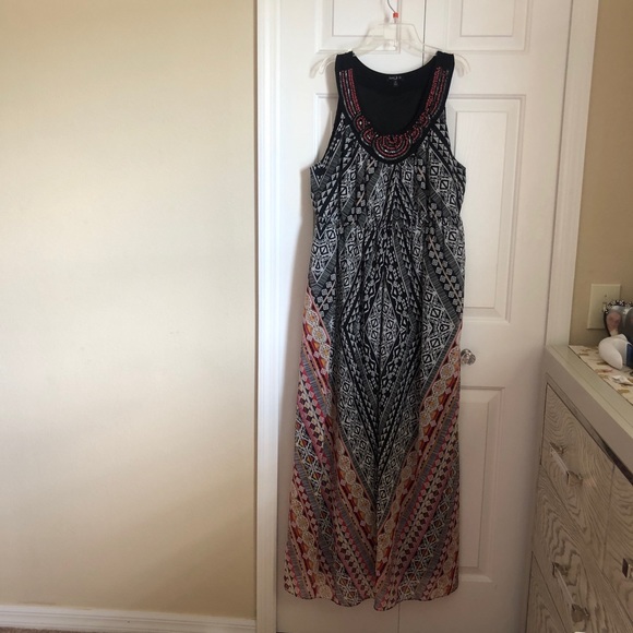 Sami & Jo | Dresses | Samijo Plus Maxi Sun Dress Red Black White Print ...